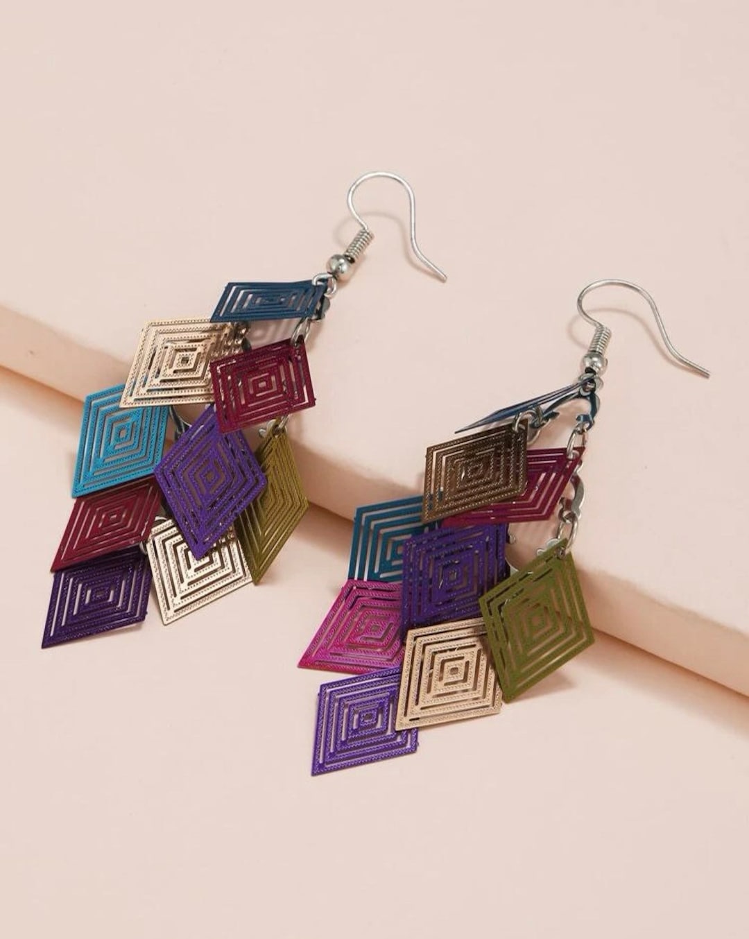 Hollow Drop Earrings, Triangle Geometric Drop Earrings, Glamorous Ear ...