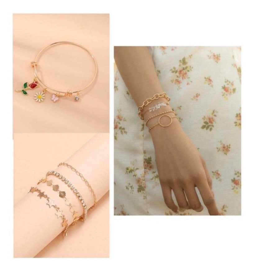 1 Set of 4 Bracelet Aesthetic Gold Layered Bracelet Shells - Etsy