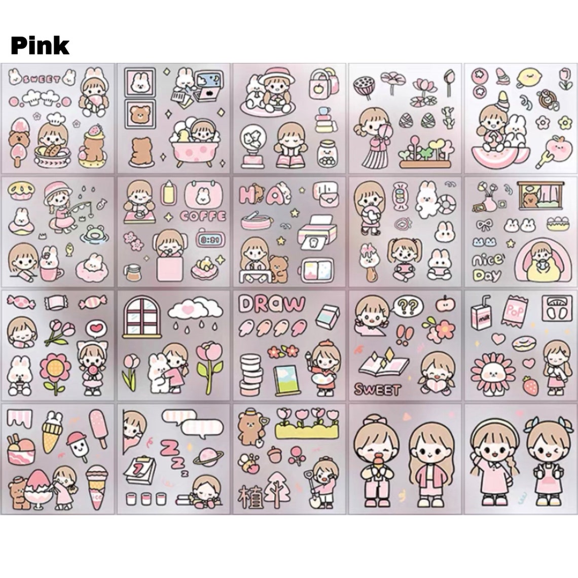 50 Sheet 100 Sheet Cute Sticker Kawaii Stickers Happy Mail Etsy