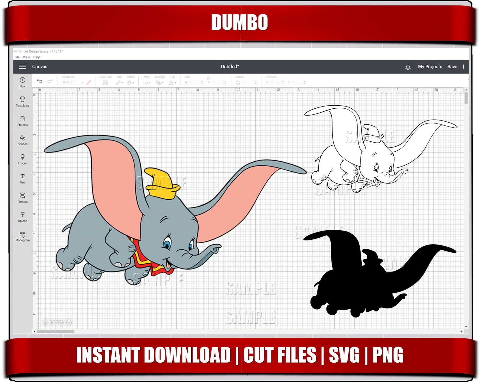 Dumbo Svg Dumbo Clipart Png Dumbo Birthday Party Instant - Etsy