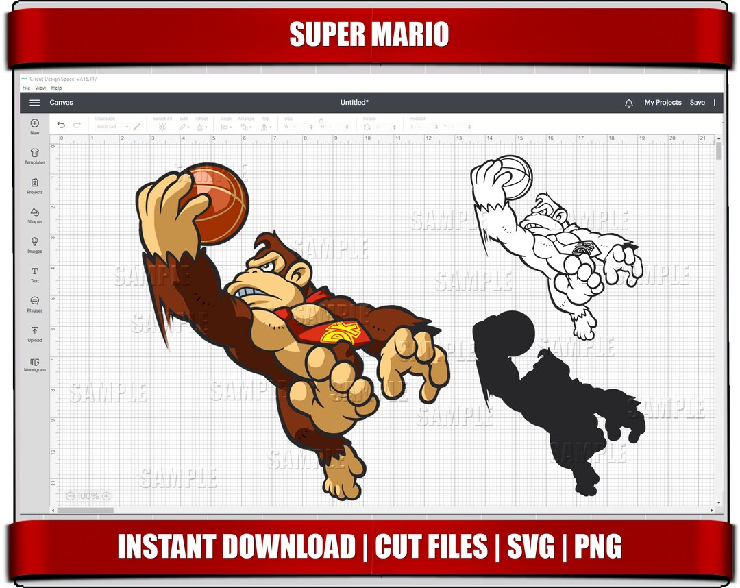 Esel svg, mario svg, Affe svg png Clipart, Luigi svg für Cricut Cut ...