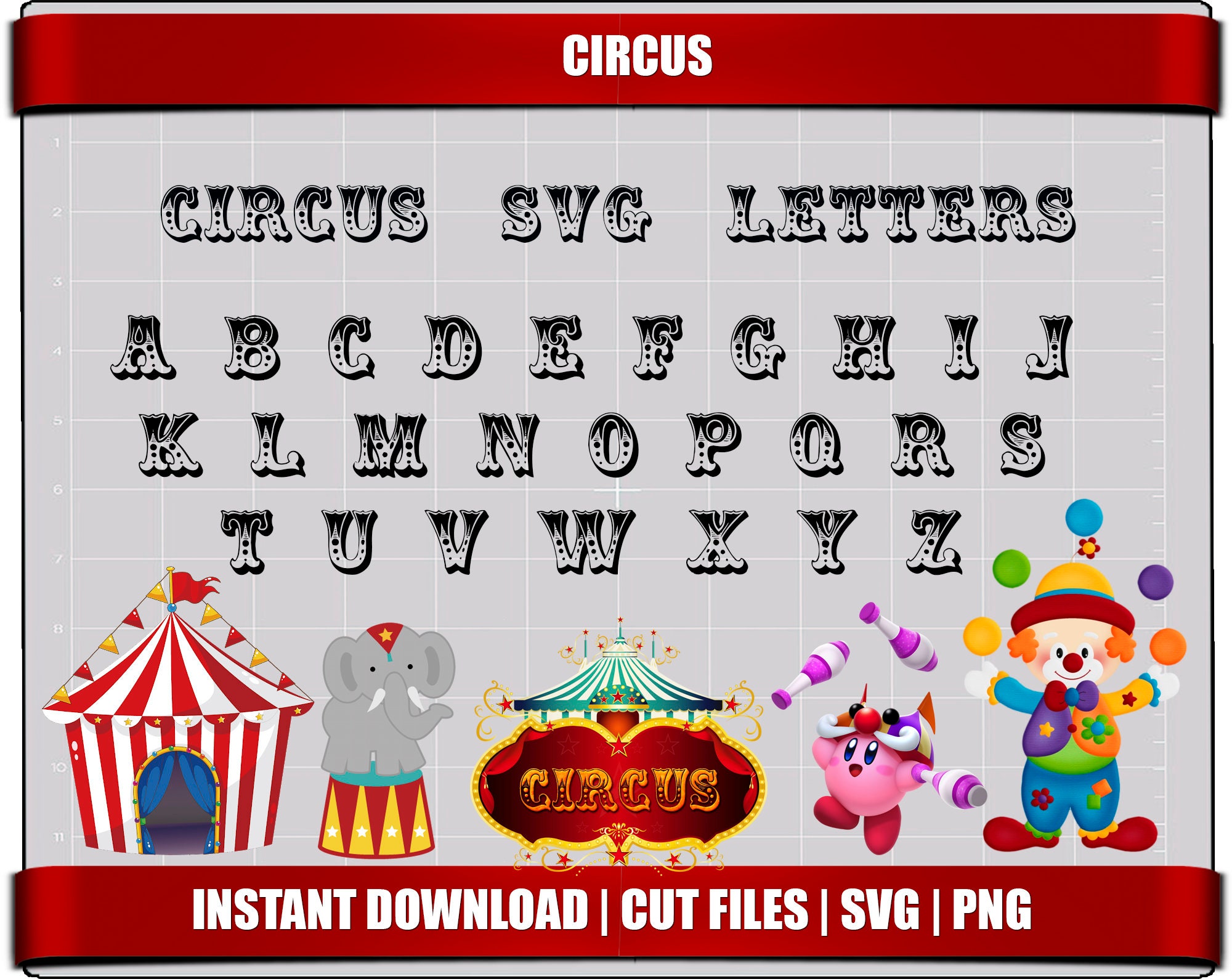 Circus Svg Letters Alphabet Circus Digital Circus Printable | Etsy UK