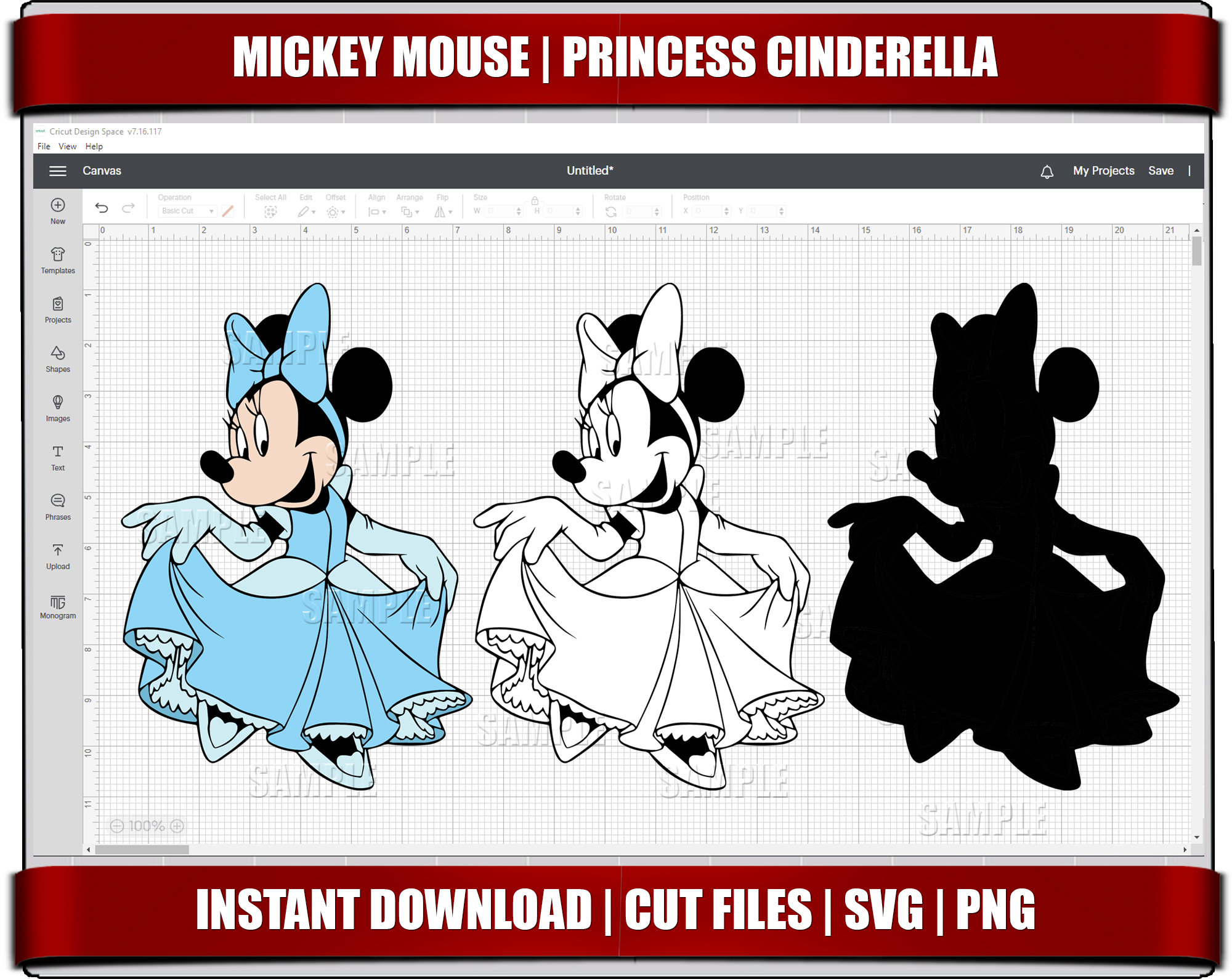 Mickey Mouse Svg Cinderella Princess Svg Instant Download - Etsy Hong Kong