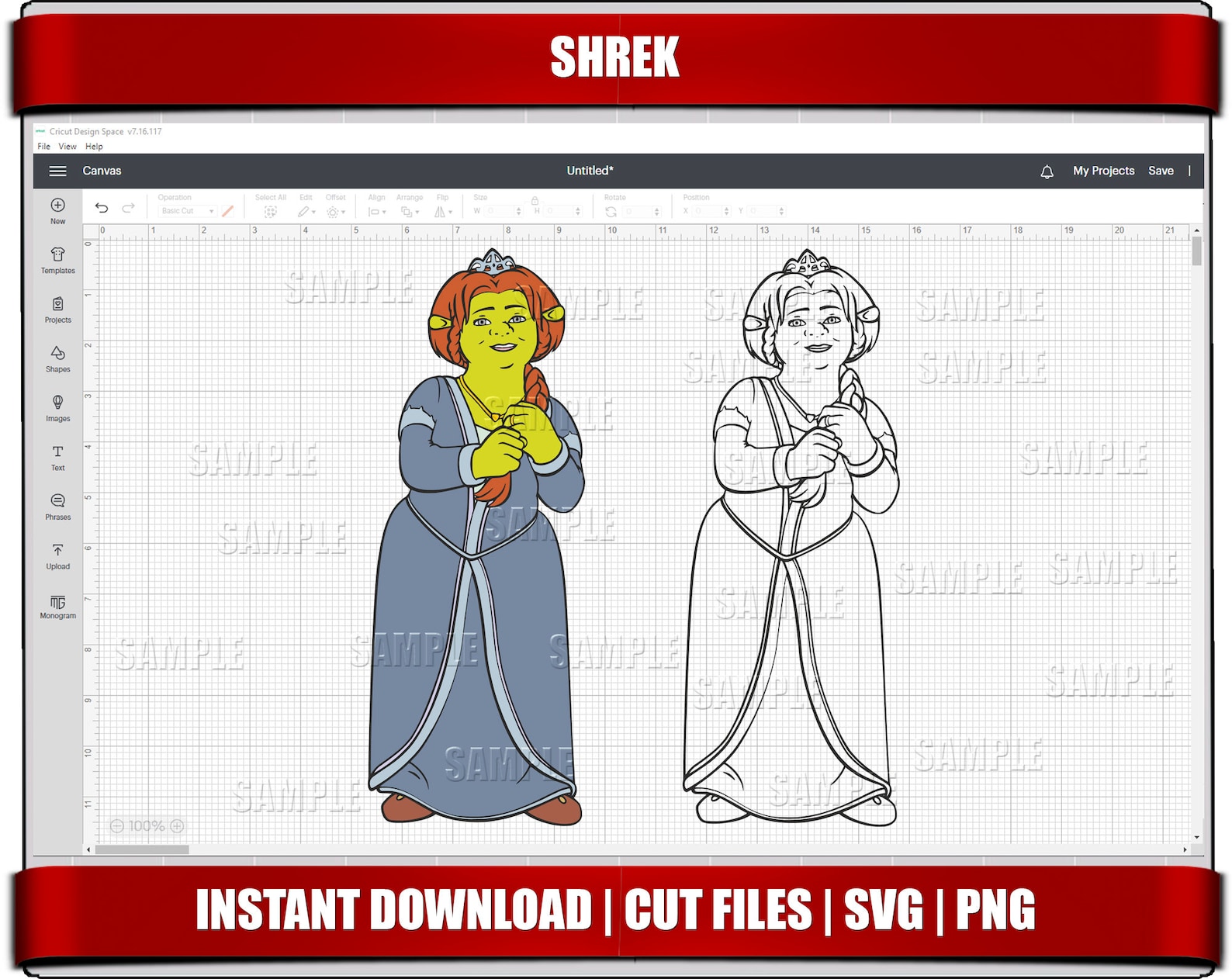 Shrek Princess Fiona SVG, PNG Clipart, Birthday Cut Files (digital ...