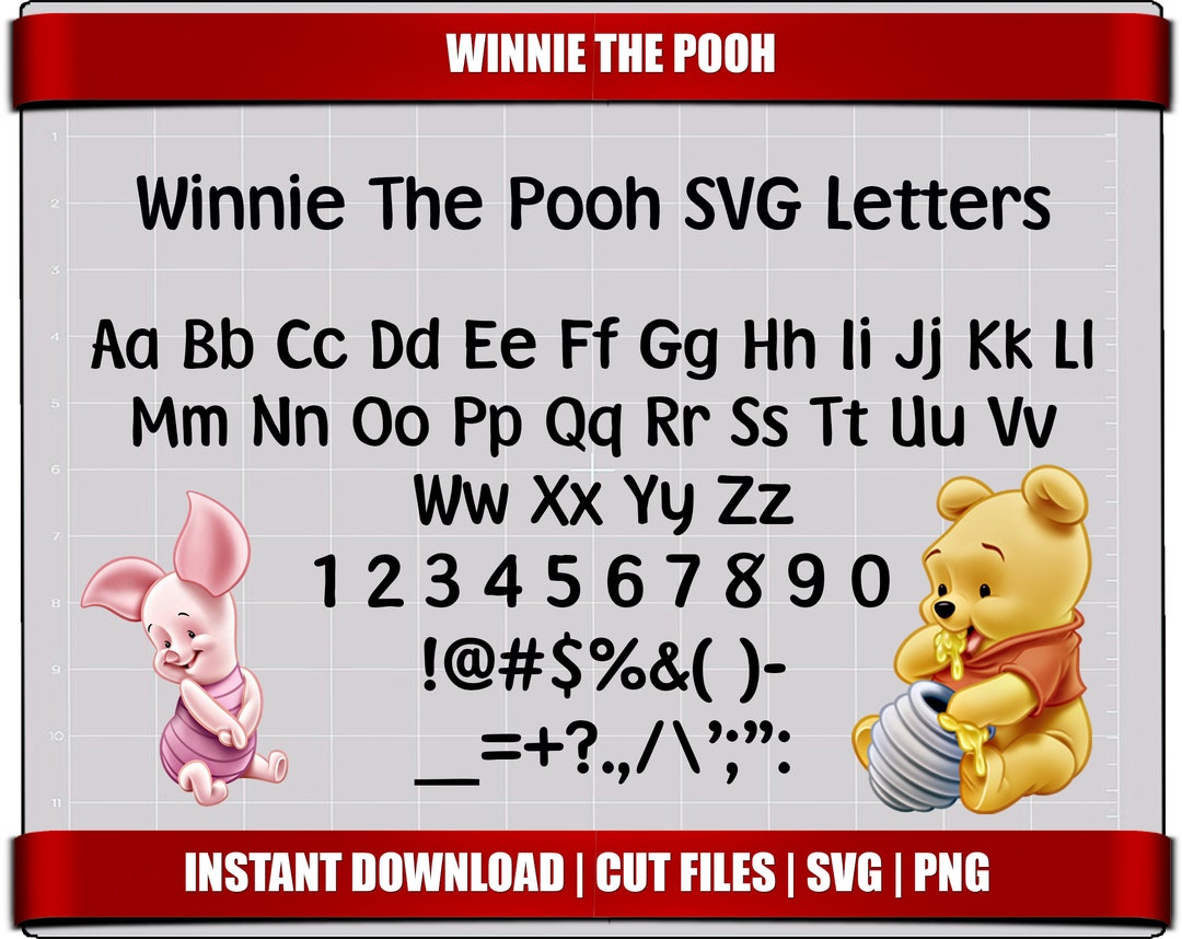 Winnie the Pooh Font Svg Letters Alphabet Winnie Pooh - Etsy