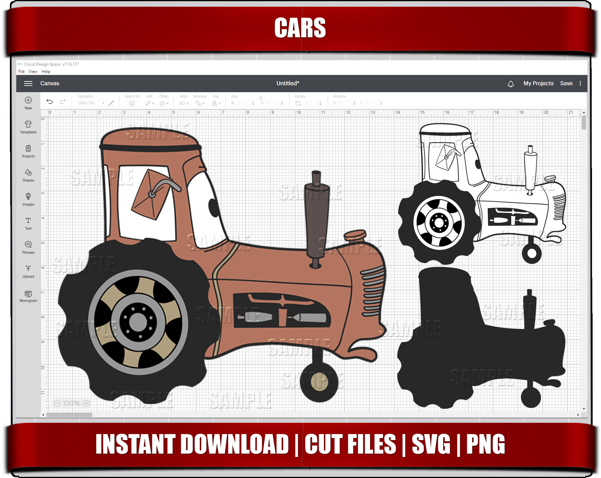 Tractors Svg Cars Svg Png Clipart Lighting Mcqueen Instant - Etsy UK