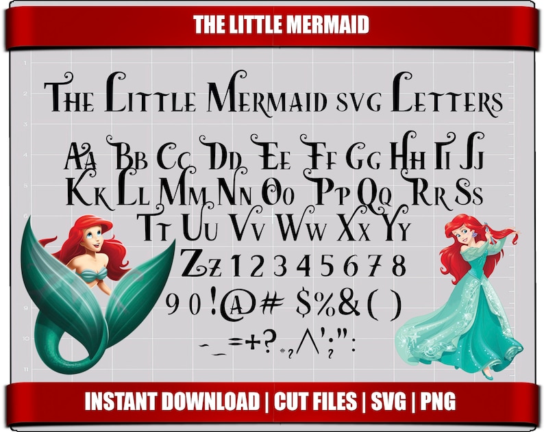 Little Mermaid SVG Font, Alphabet Letters Clipart (digital Download) - Etsy