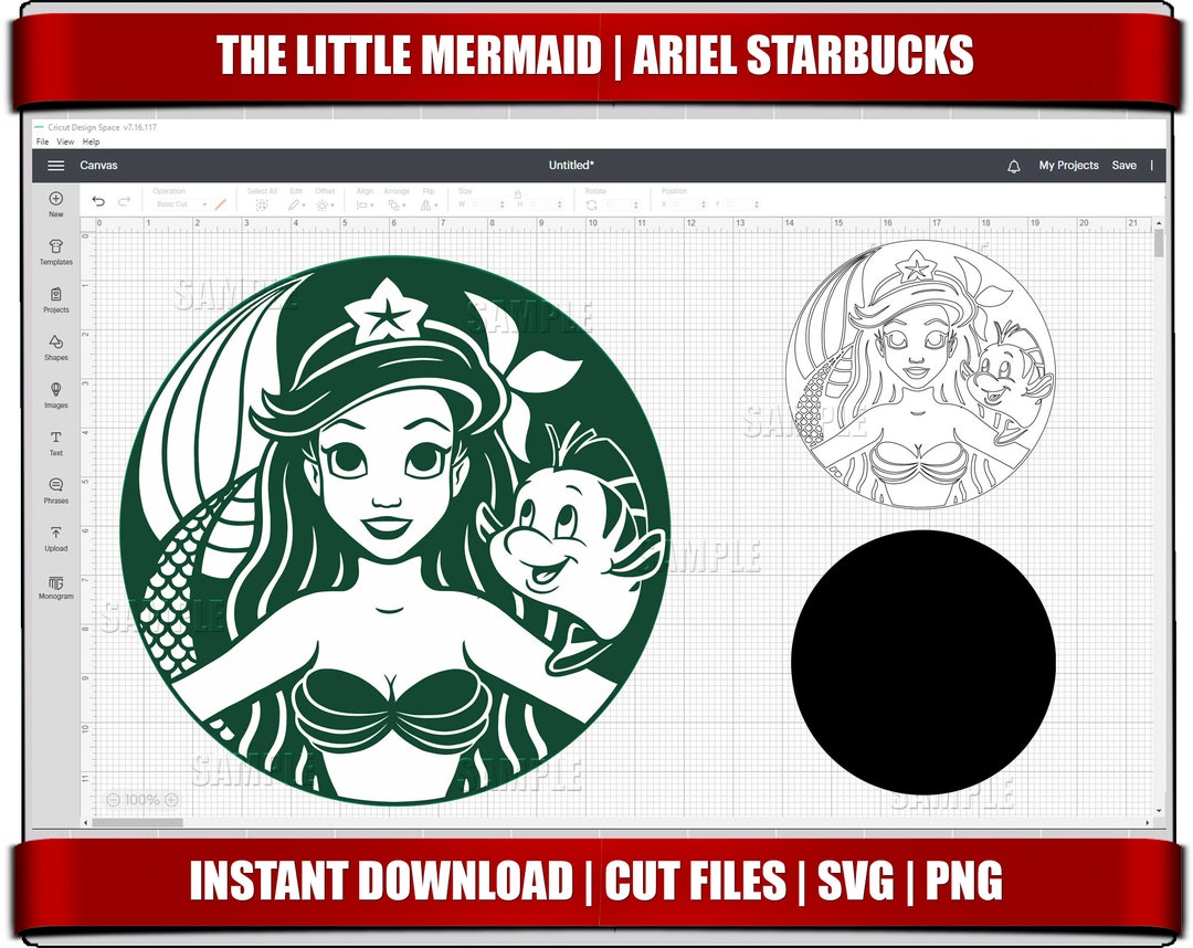 Ariel Starbucks SVG, Little Mermaid Clipart, Princess Birthday (digital ...