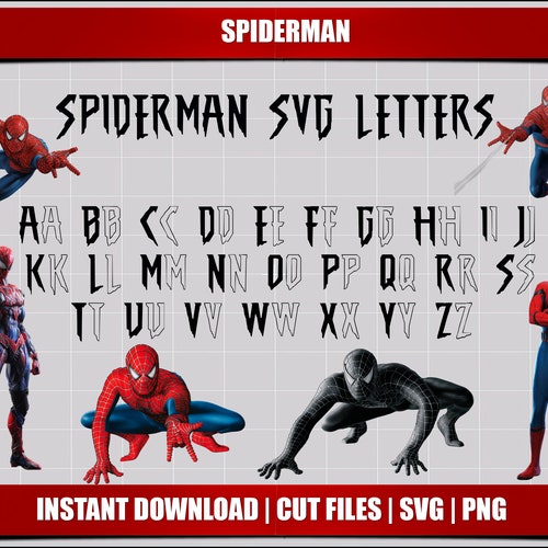 Spiderman Font Svg Cut Files Letters Alphabet Spiderman - Etsy
