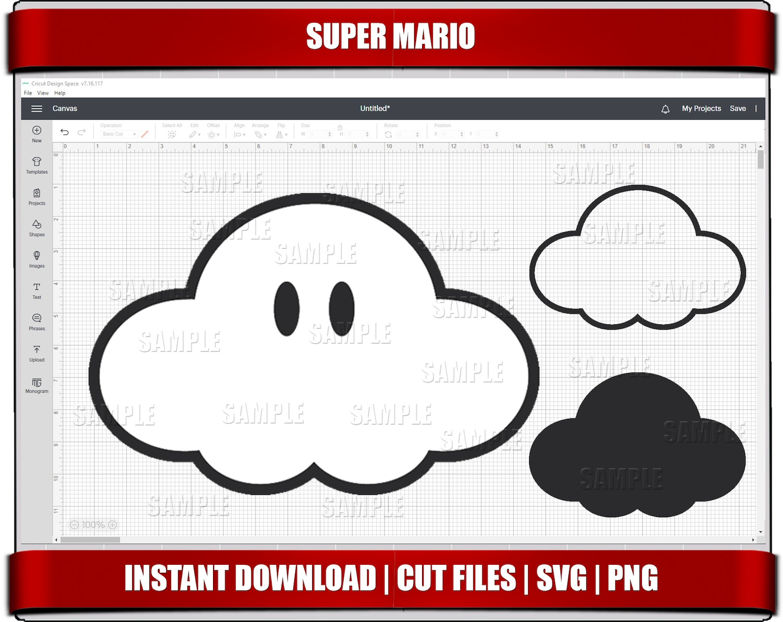 Mario Svg Mario Cloud Svg Png Clipart Luigi Svg Mario - Etsy