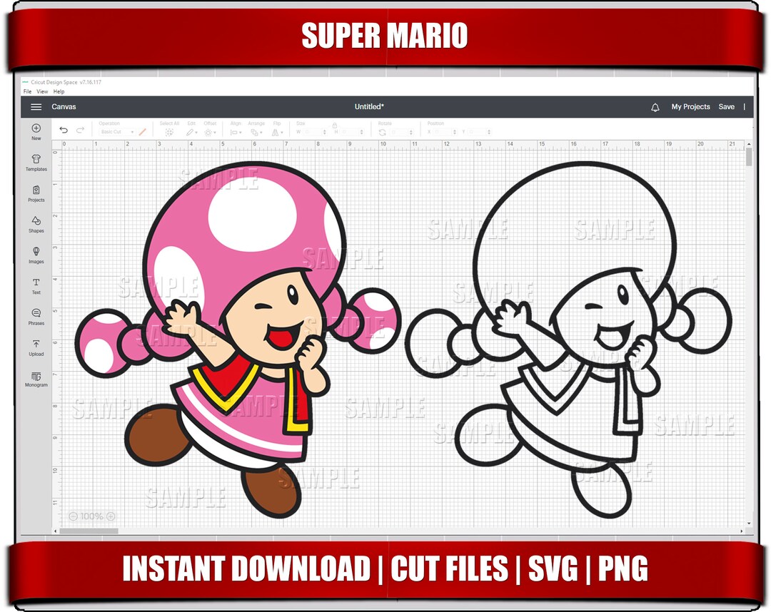 Toadette SVG, Mario Birthday Cut Files, PNG Clipart (digital Download ...