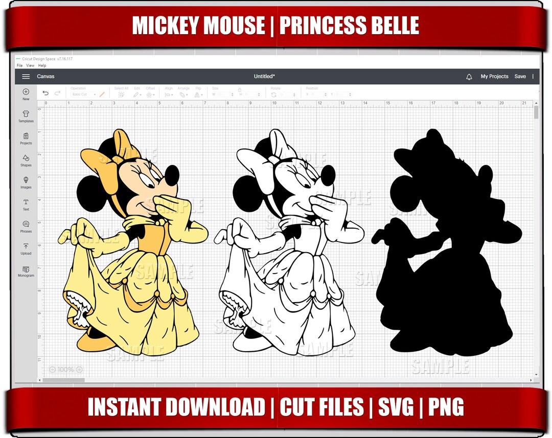 Mickey Mouse Svg Belle Princess Svg Instant Download Cricut - Etsy ...