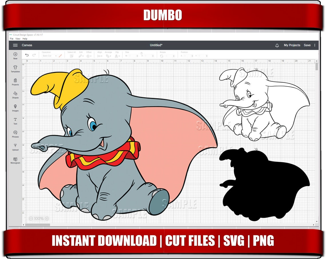 Dumbo Svg Dumbo Clipart Png Dumbo Birthday Party Instant - Etsy