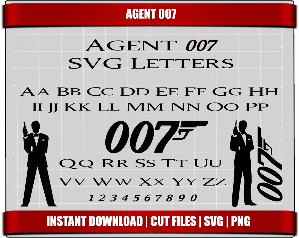 Agent 007 font svg cut files alphabet letters agent 007 james | Etsy