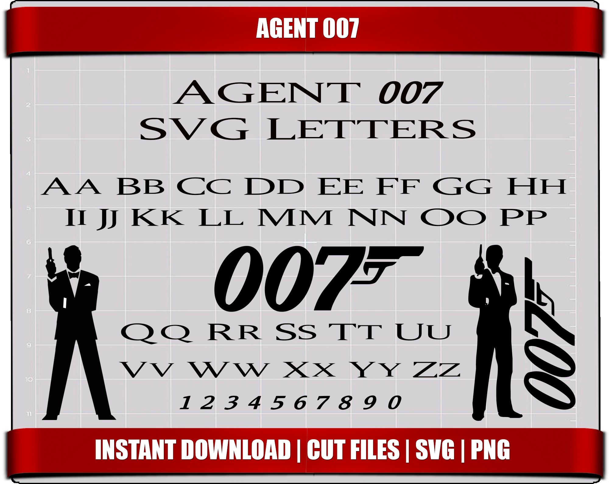 Agent 007 Font Svg Cut Files Alphabet Letters Agent 007 James - Etsy ...