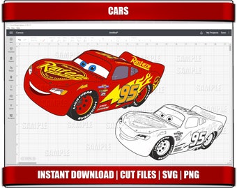 Cars Svg Png Clipart, Lighting Mcqueen Instant Download, for Cricut ...