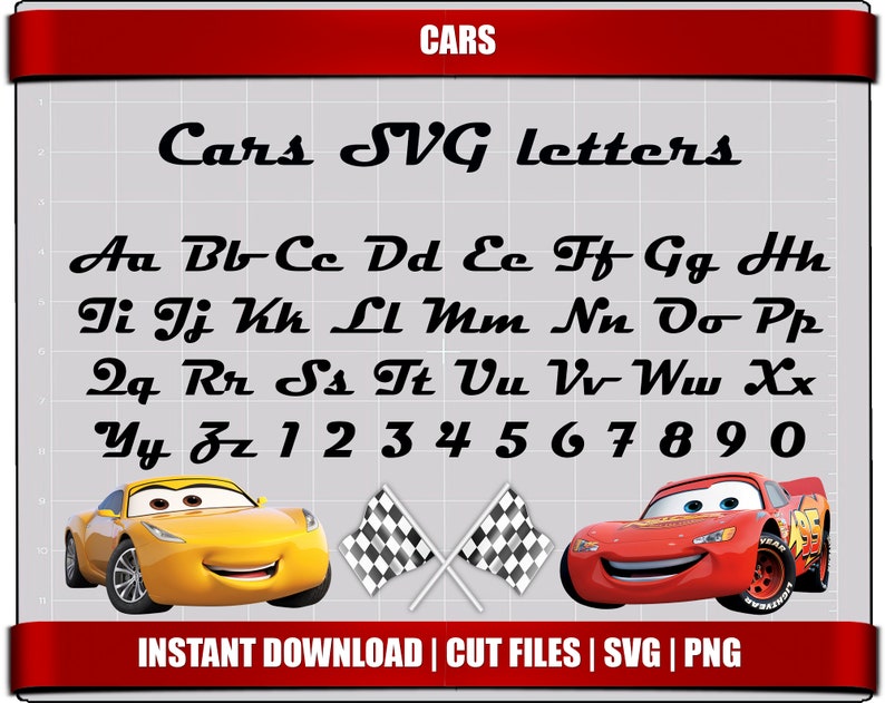 Cars Font Svg Letters Alphabet Cars Birthday Party Digital - Etsy
