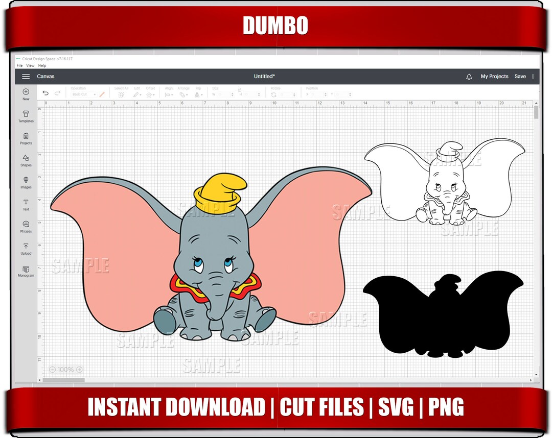 Dumbo Svg, Dumbo Clipart Png, Dumbo Birthday Party, Instant Download ...