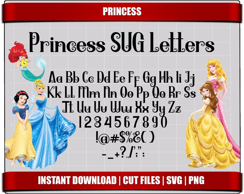 Disney Princess Svg Font Letters Alphabet Princess Birthday - Etsy