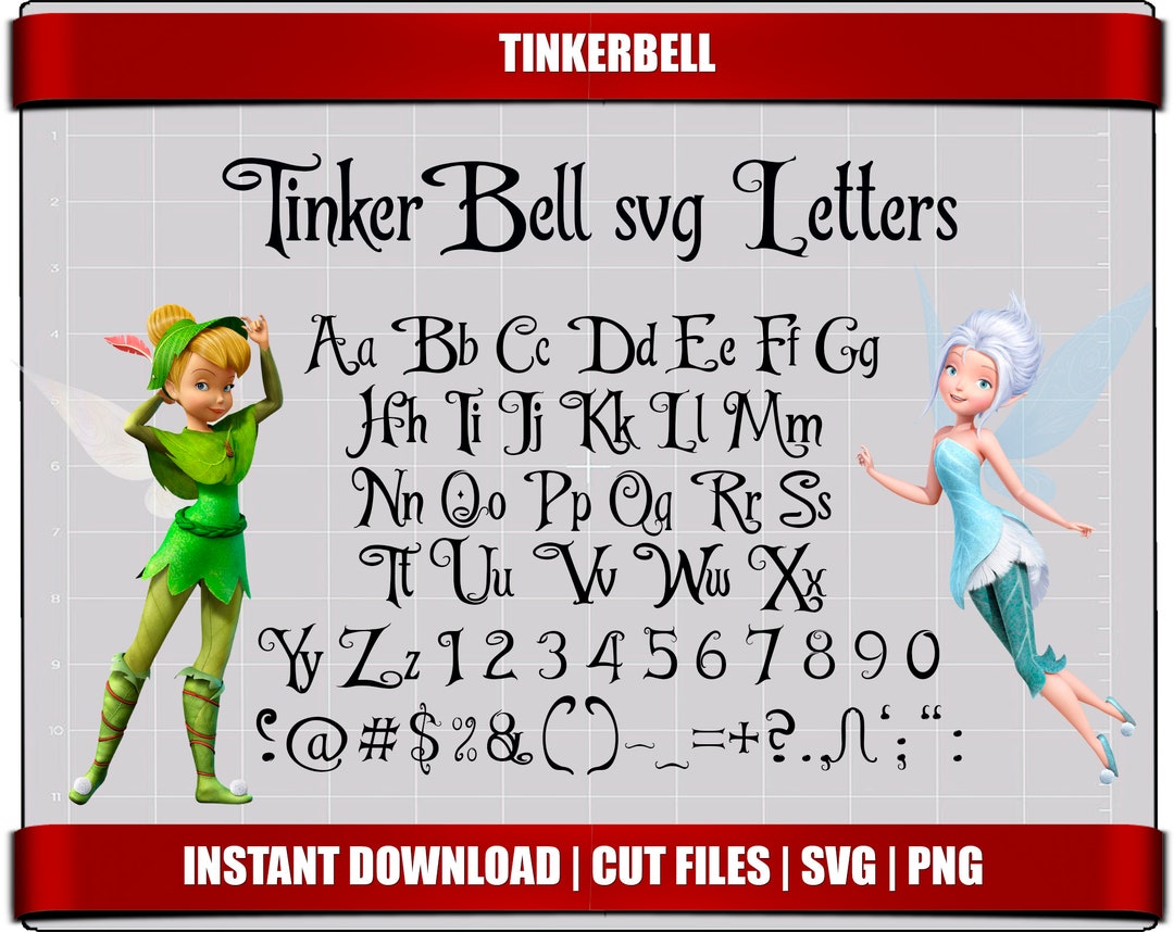 Tinkerbell Font Svg Cut Files Letters Alphabet, Tinkerbell Birthday ...