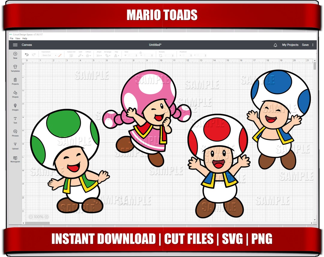 Mario Svg, Toad Svg Mushroom Svg Png Clipart, Mario Birthday Cricut Cut ...