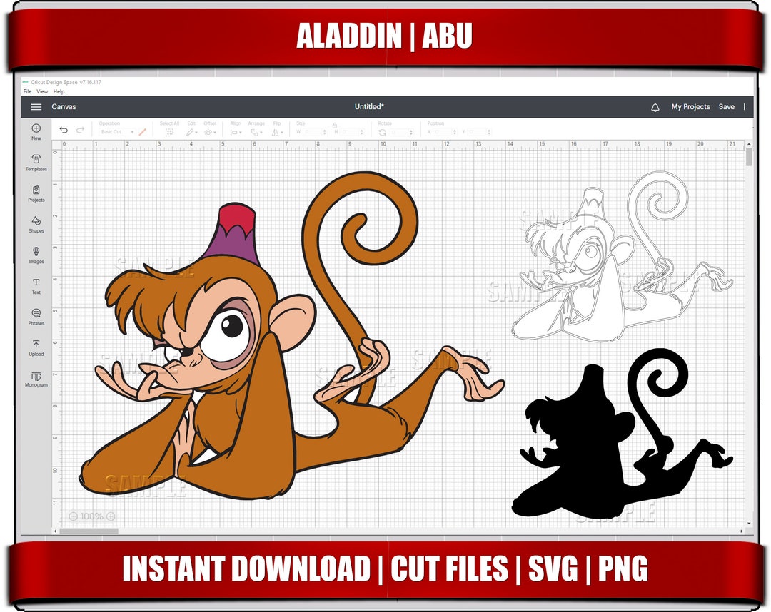 Abu Svg Aladdin, Instant Download, Abu for Cricut Svg, Digital Birthday ...