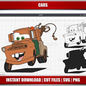 Tow Mater Svg Cars Svg Png Clipart, Lighting Mcqueen Instant Download ...
