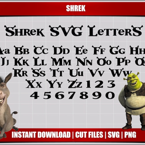 Shrek Svg Font Letters Alphabet Shrek Birthday Party Digital - Etsy