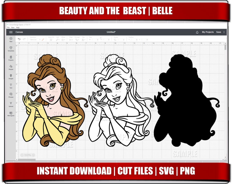 Beauty and the Beast Svg Belle Svg Cricut Cut Files - Etsy