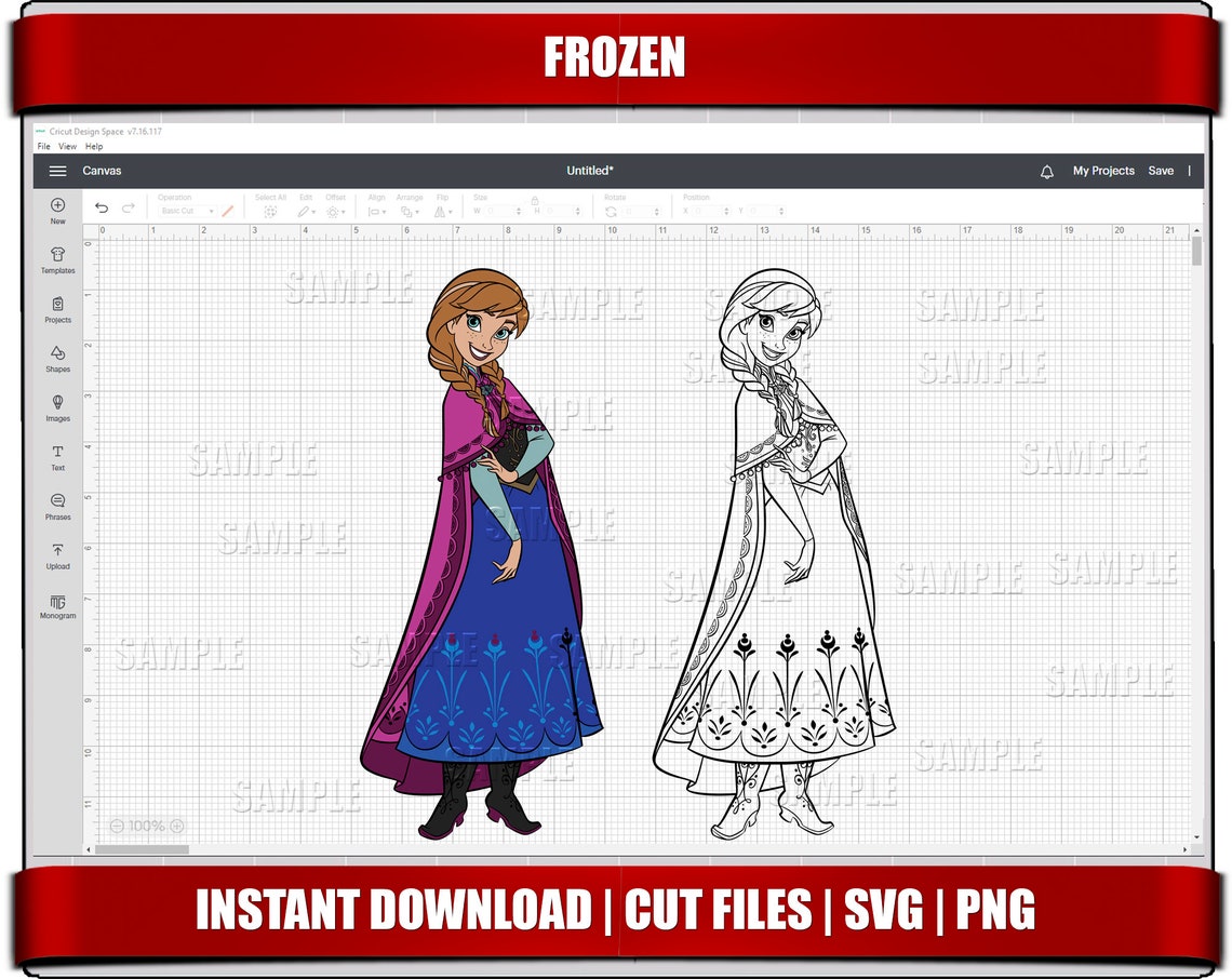 Frozen Princess Elsa Anna SVG Clipart, Cricut Cut Files (digital ...