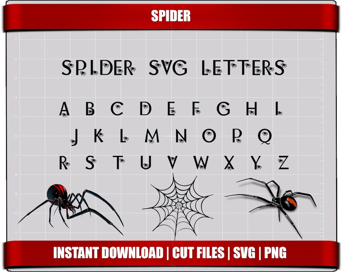 Spider Svg Letters Alphabet Spider Digital Spider Printable | Etsy