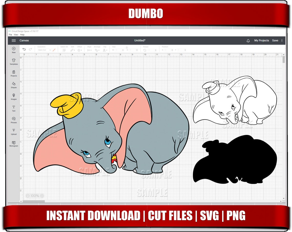 Dumbo Svg Dumbo Clipart Png Dumbo Birthday Party Instant - Etsy