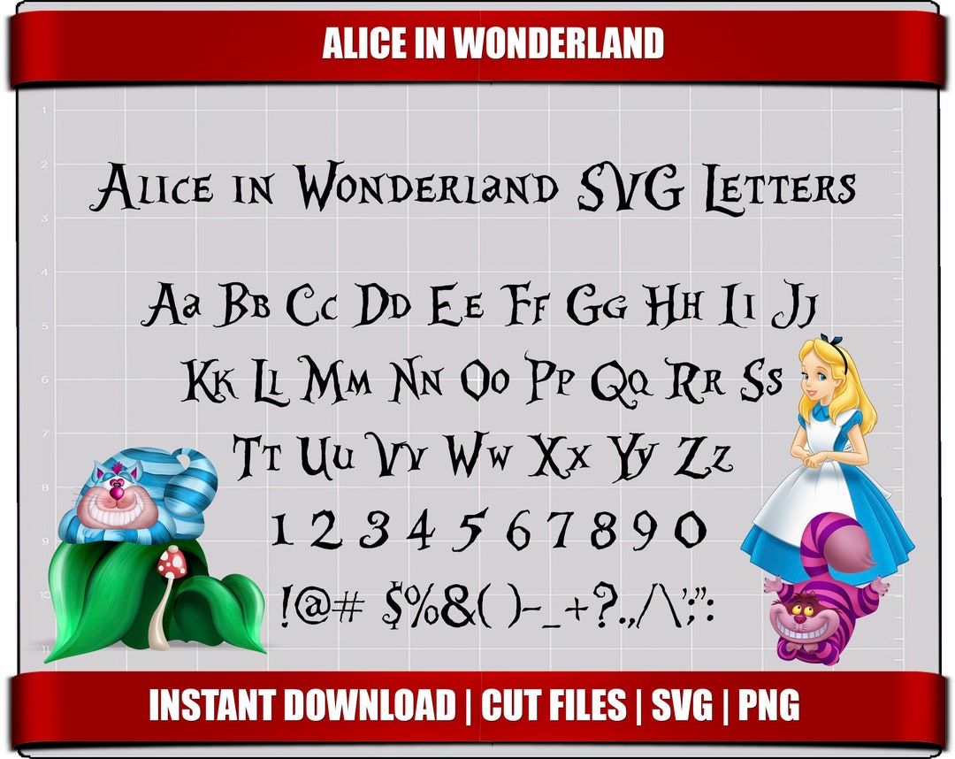 Alice in Wonderland Font Svg Letters Alphabet, Disney Princess Alice ...