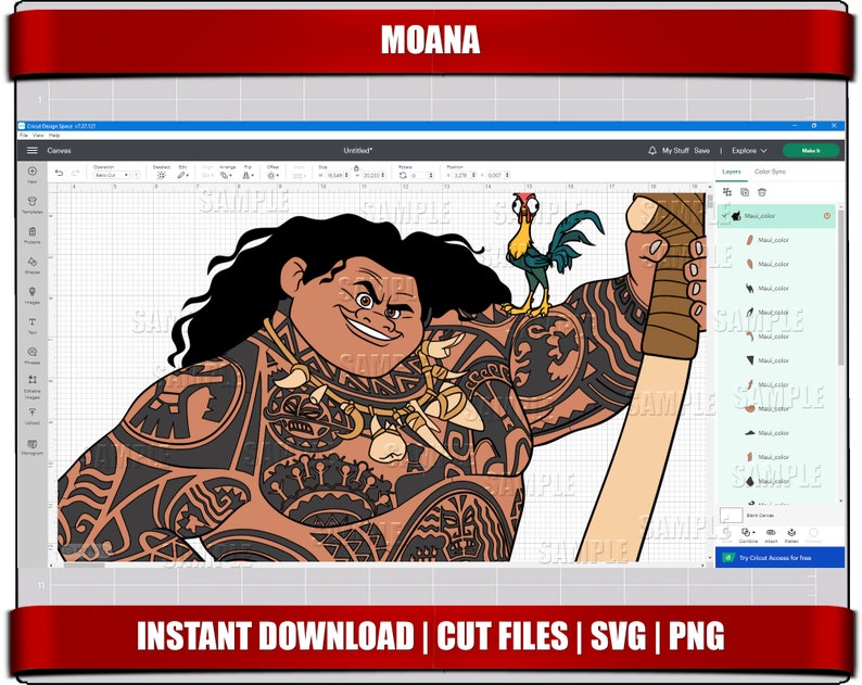 Maui Svg, Moana Svg, Moana Clipart, Moana Birthday Svg for Cricut Cut ...