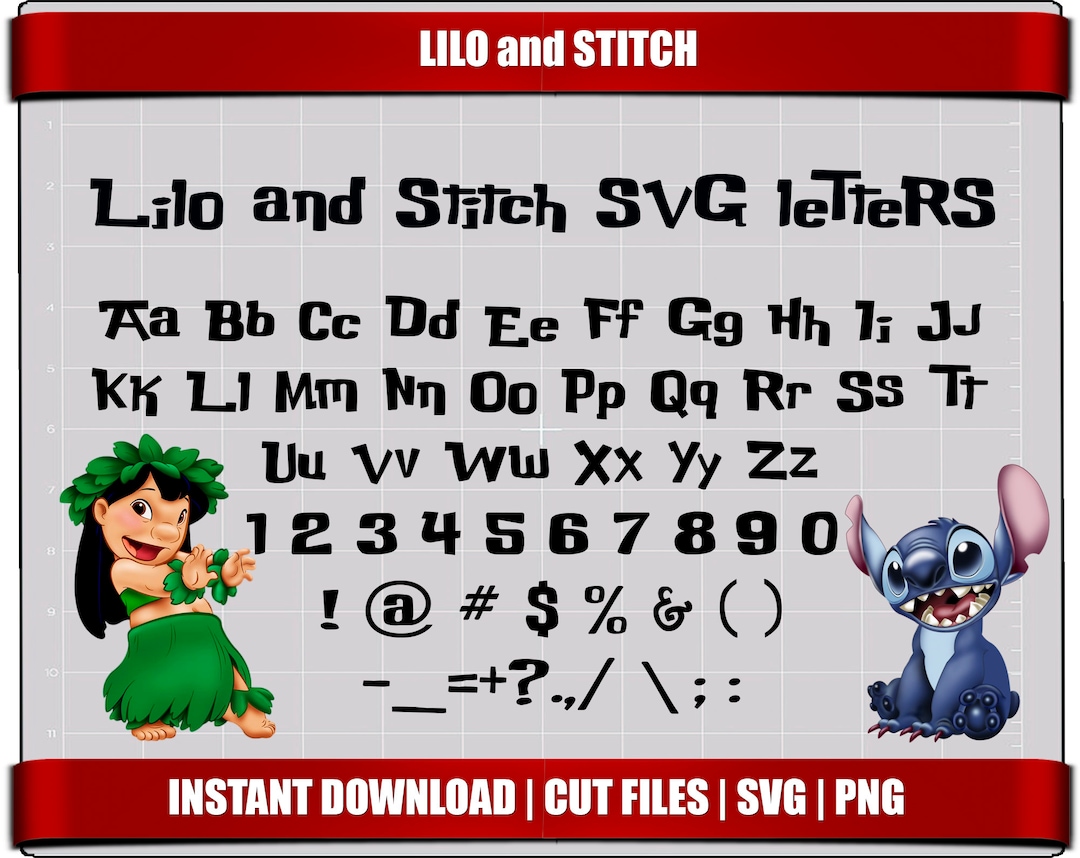 Lilo and Stitch Font Svg Letters Alphabet, Lilo and Stitch Birthday ...