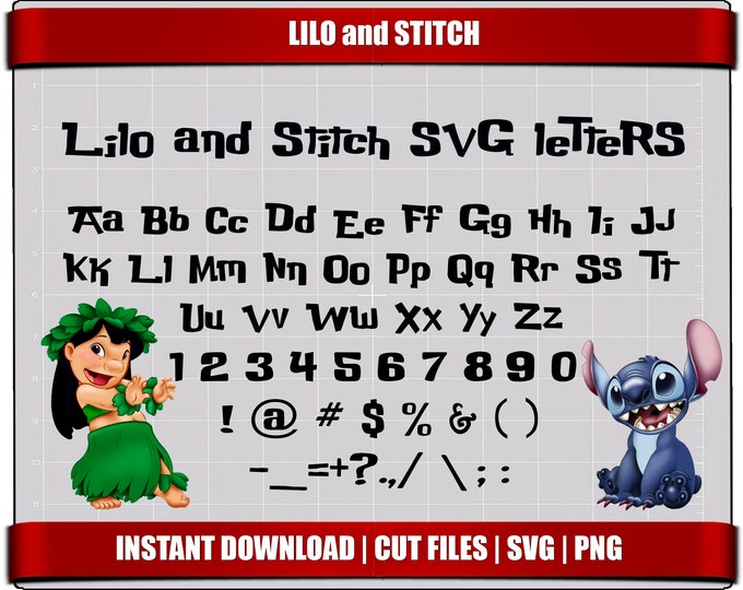 Lilo & Stitch Alphabet Font SVG PNG | Lilo Stitch Letters, Numbers ...