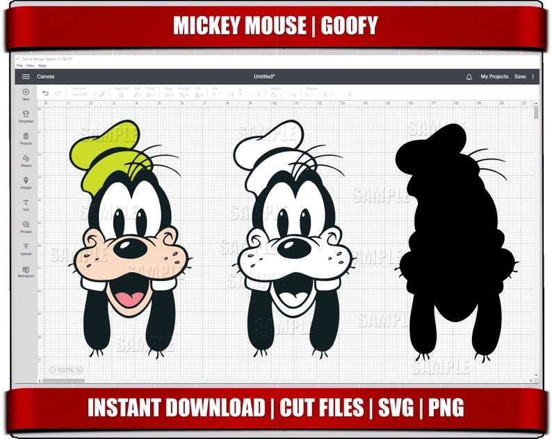 Goofy SVG, Mickey Mouse Clip Art, Cricut Silhouette Cut Files (digital ...