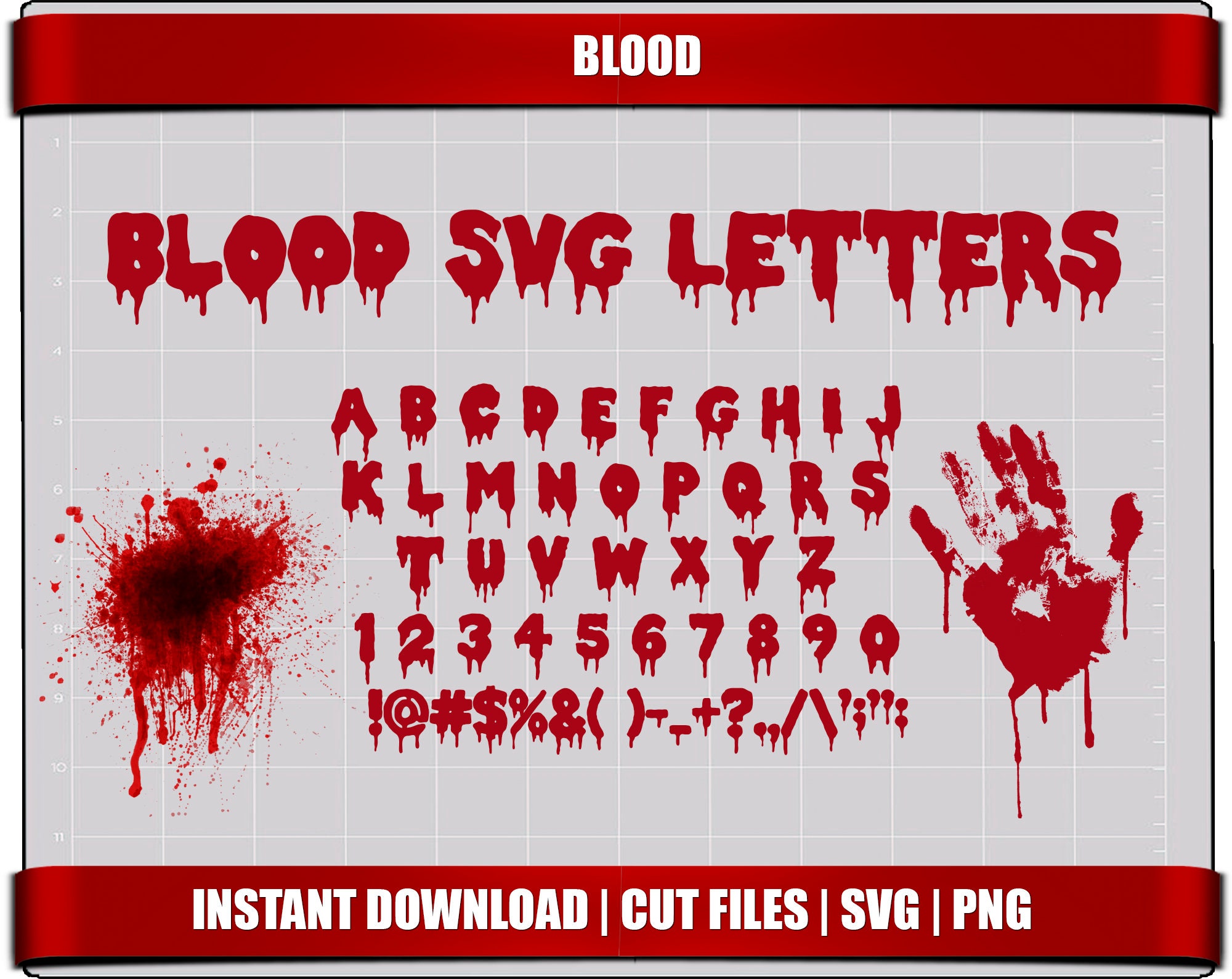 Blood svg letters alphabet blood digital blood printable | Etsy