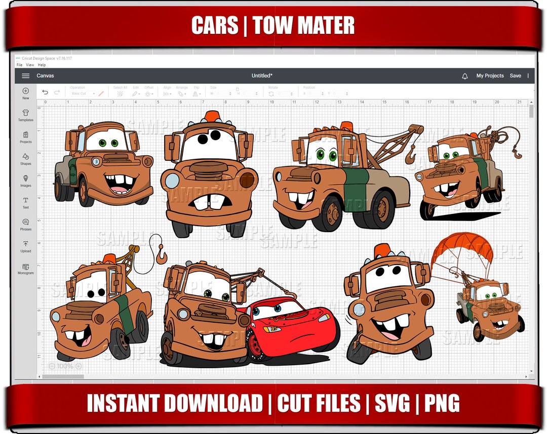 Tow Mater Svg Cars Svg Png Clipart, Lighting Mcqueen Instant Download ...