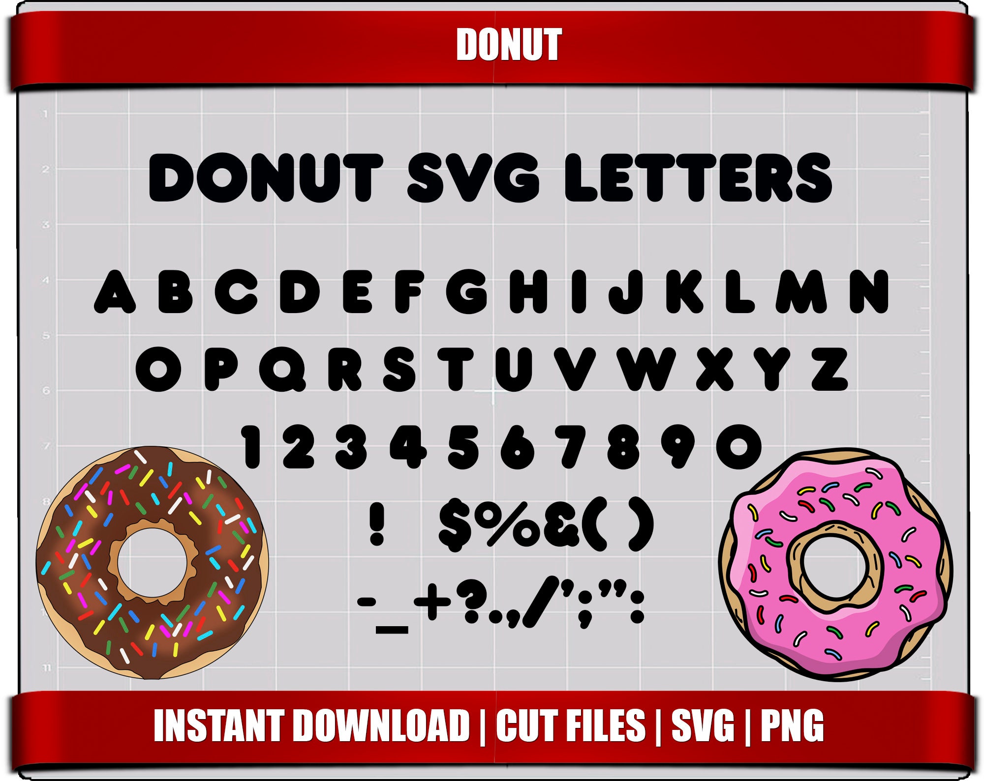 Donuts font svg cut files letters alphabet donuts digital | Etsy