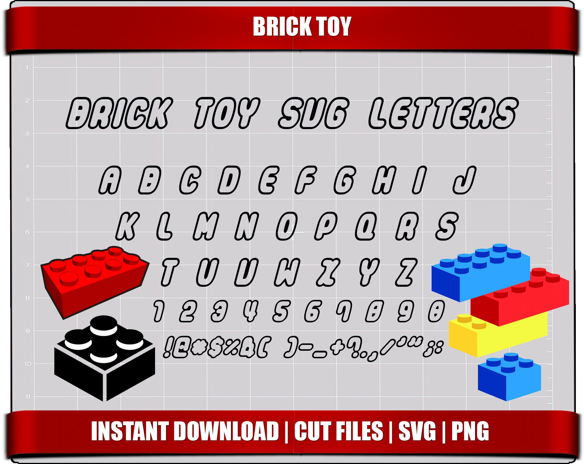 Brick Font SVG, Toy Block Letters Alphabet Clipart (digital Download ...