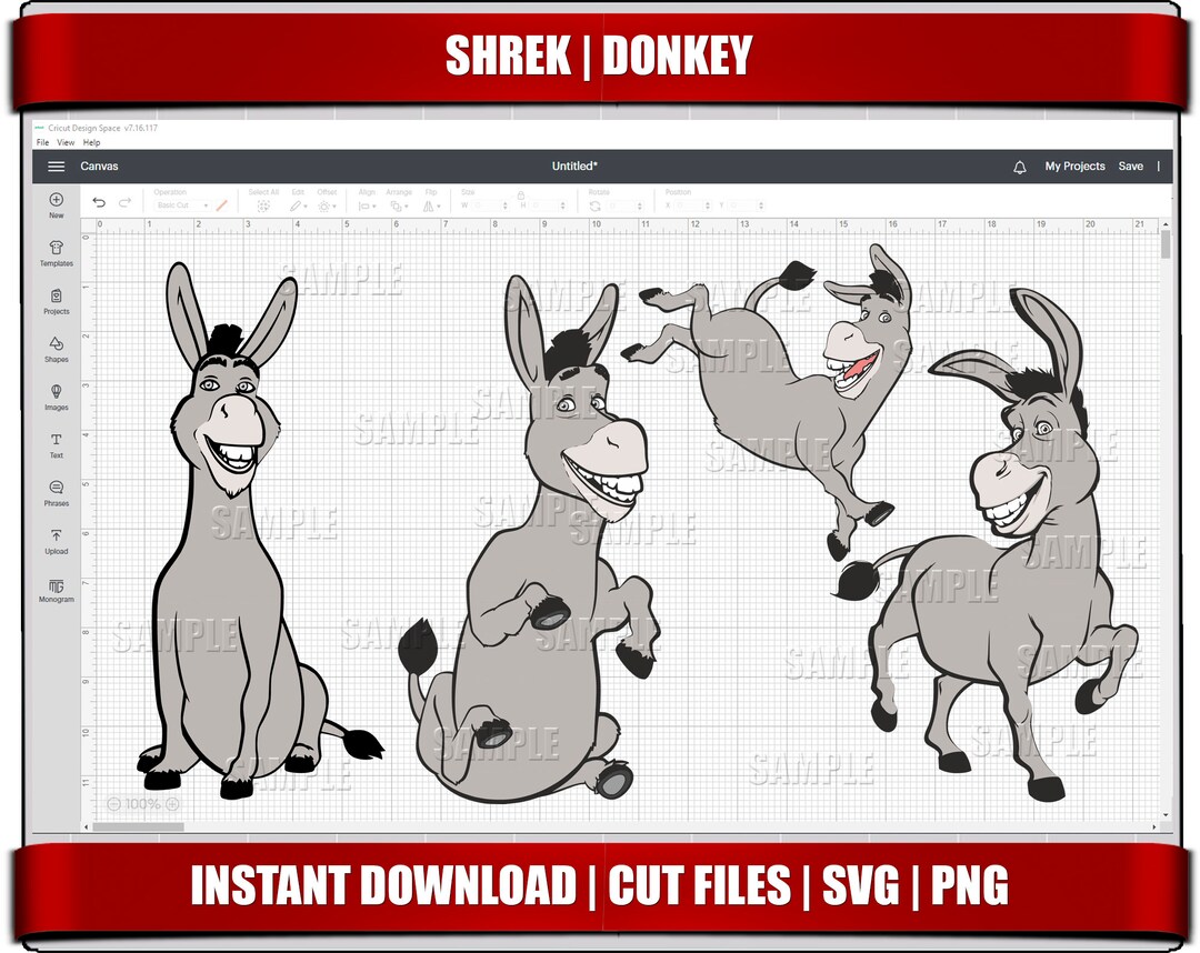 Donkey Svg, Donkey Png Clipart, Shrek Birthday Svg for Cricut ...