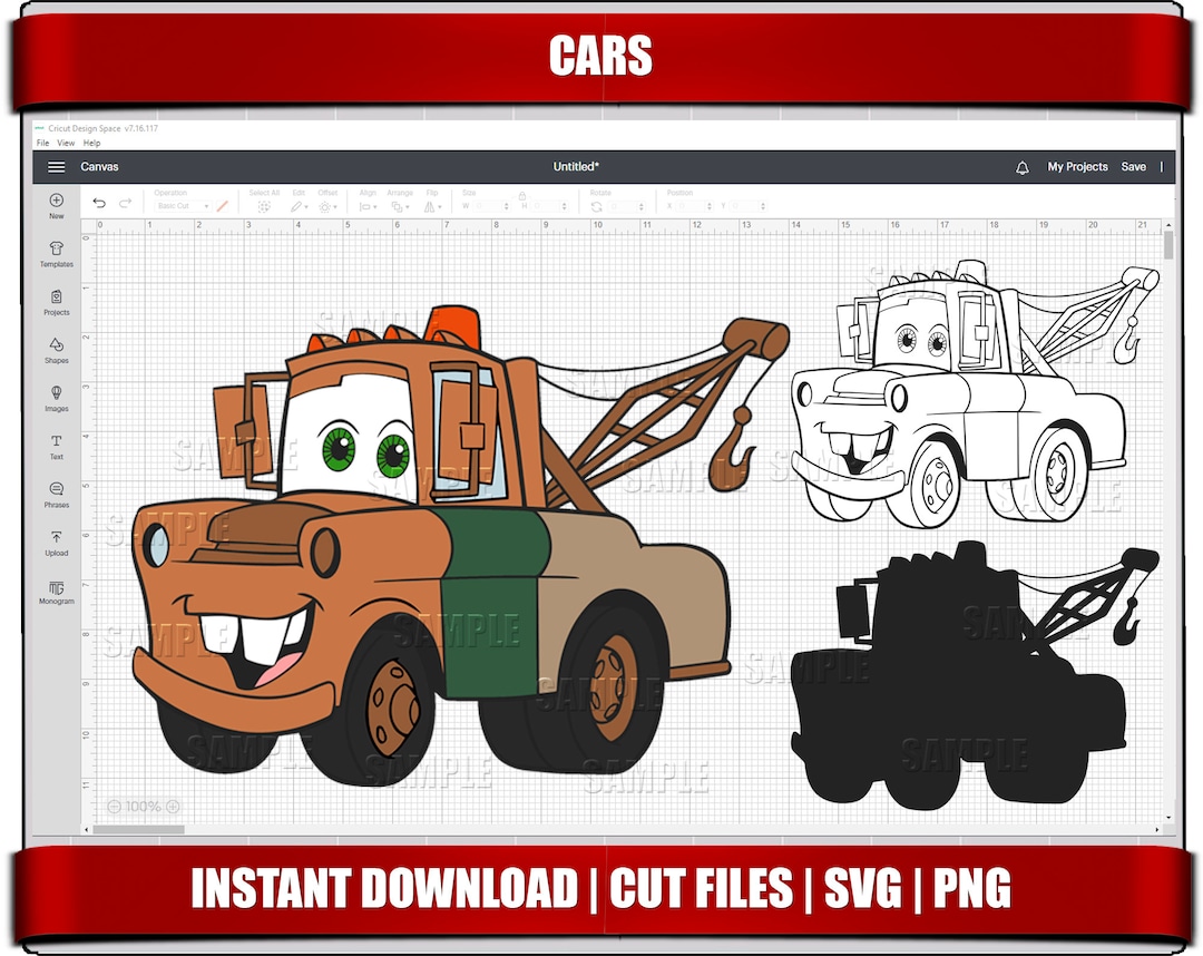 Tow Mater Svg Cars Svg Png Clipart, Lighting Mcqueen Instant Download ...