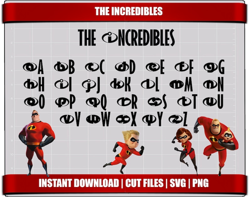 The Incredibles Font Alphabet, SVG Letters Clipart (digital Download ...
