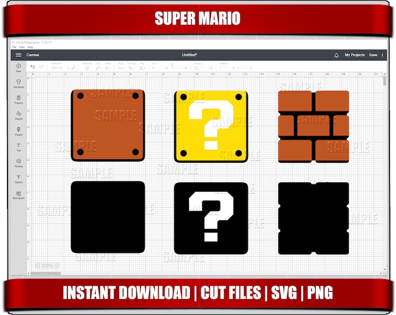Mario Svg Mario Brick Svg Png Clipart Luigi Svg Mario - Etsy