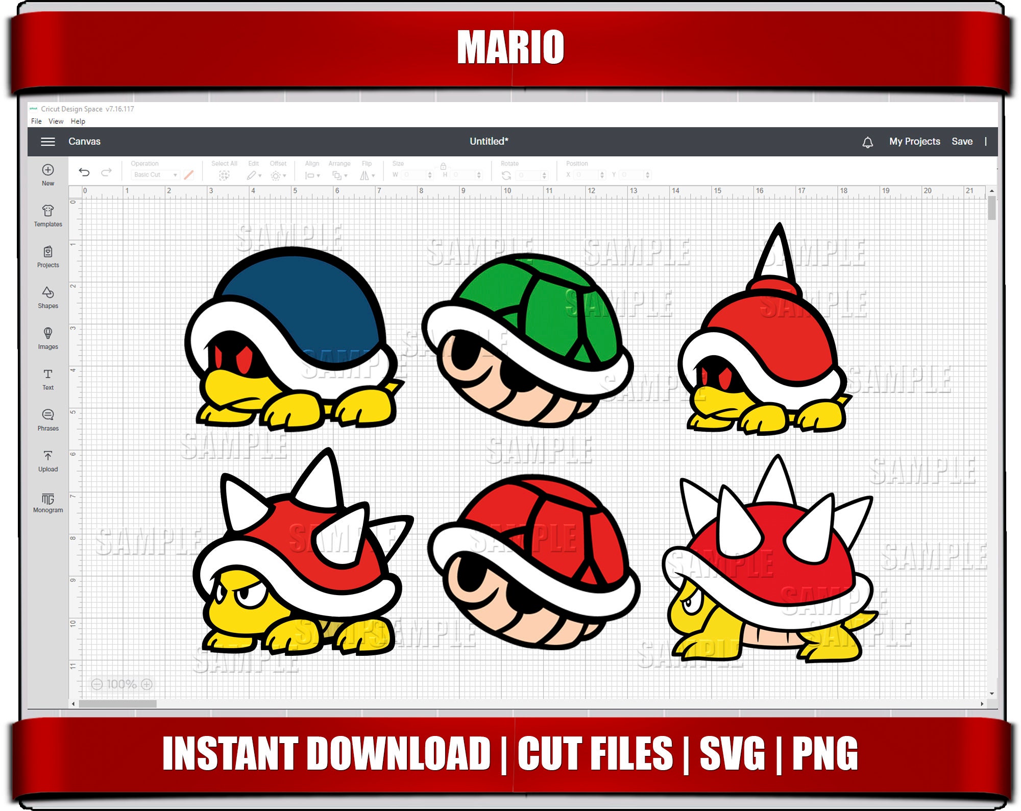 Mario Shell SVG, PNG Clipart, Cricut Cut Files (digital Download ...