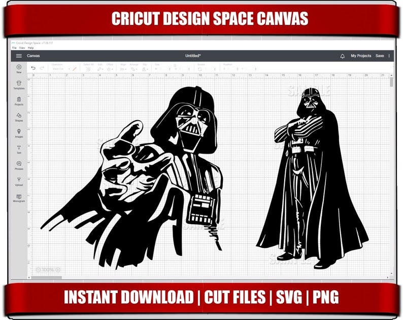 Darth Vader Star Wars SVG PNG, Cricut Silhouette Cut Files (digital ...