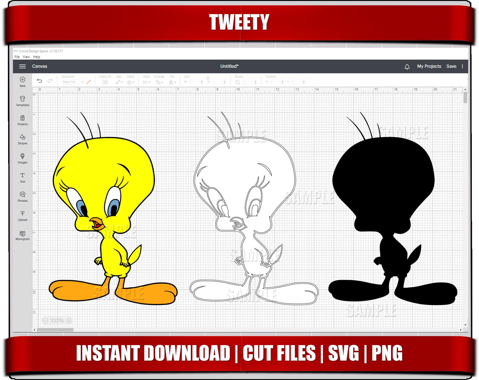 Tweety Svg, Tweety Clipart, Tweety Png, Instant Download, Cricut Cut ...