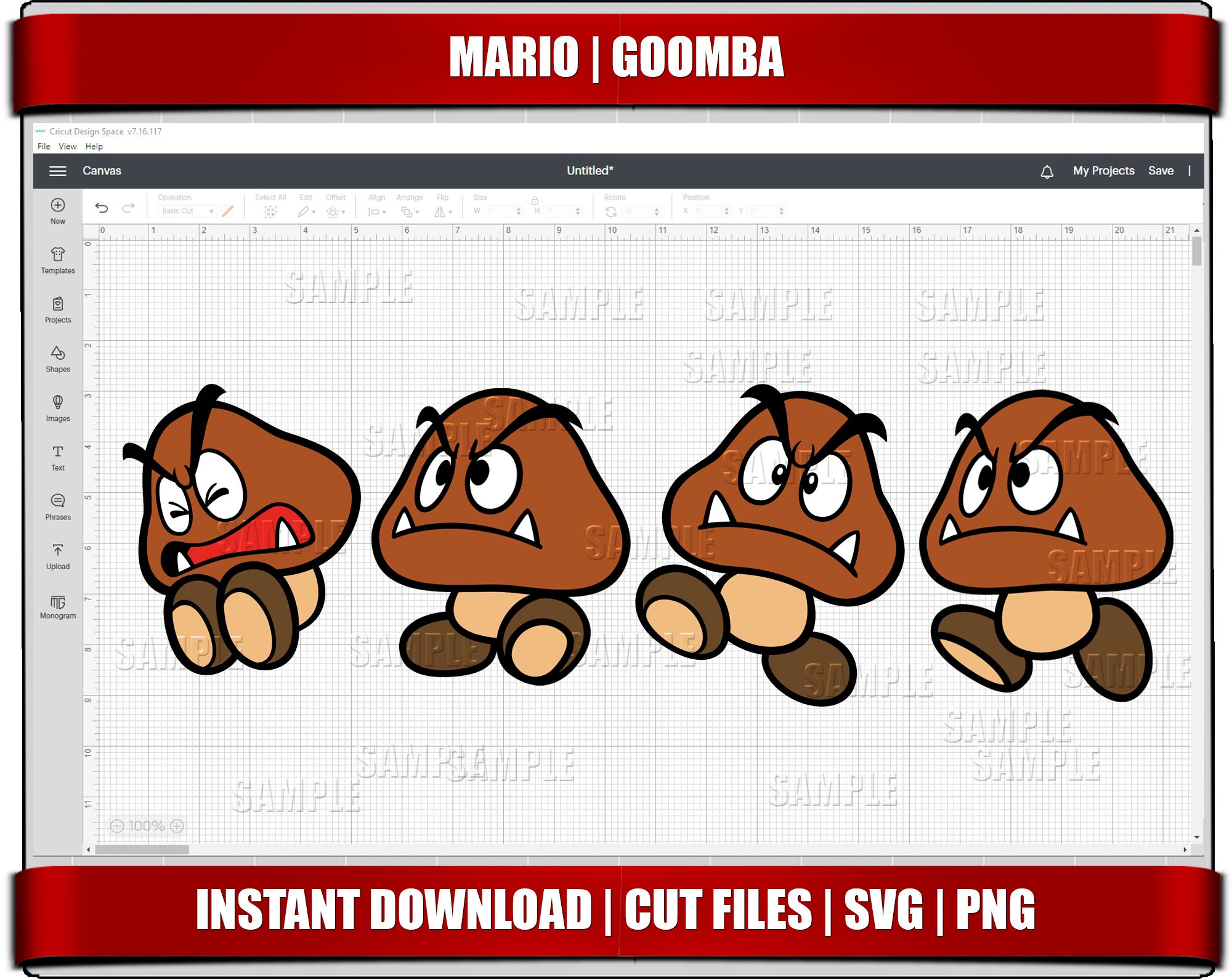 Goomba SVG Clipart, Mario Birthday, Cricut Cut Files (digital Download ...