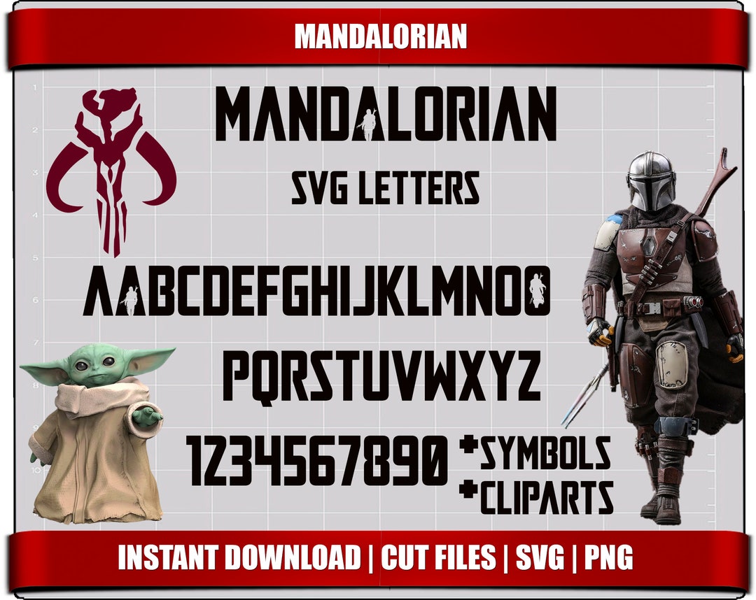 The Mandalorian Font Svg Cut Files Alphabet Letters Digital Star Wars ...